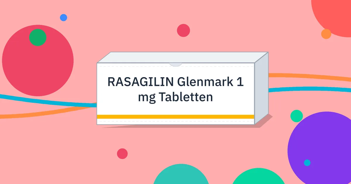 Symbolbild: Packung mit der Aufschrift RASAGILIN Glenmark 1 mg Tabletten (PZN 11865335) – Verfügbarkeit und Bezug in Apotheken in Frankfurt am Main