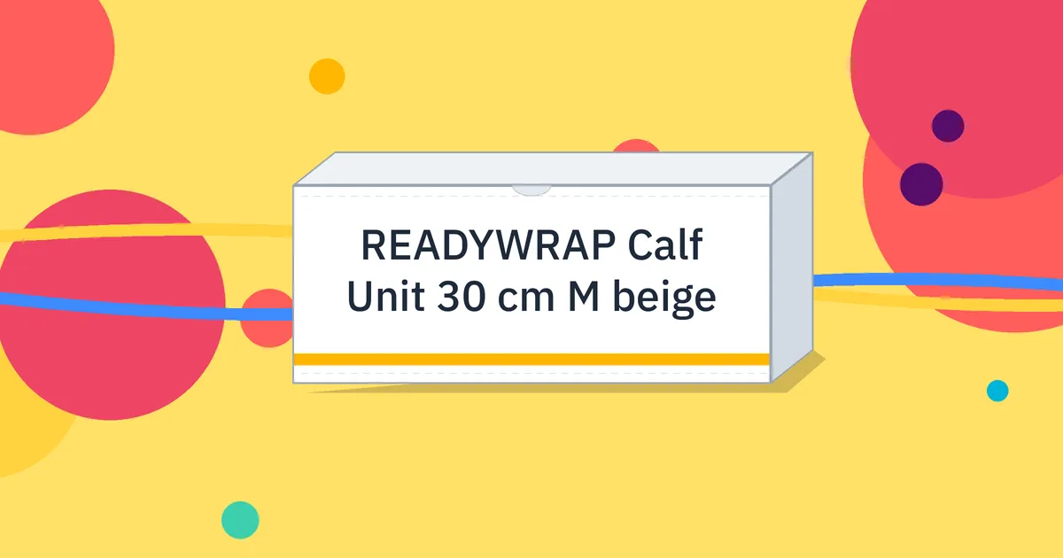 Symbolbild: Packung mit der Aufschrift READYWRAP Calf Unit 30 cm M beige (PZN 16566525) – Verfügbarkeit und Bezug in Apotheken in Frankfurt am Main