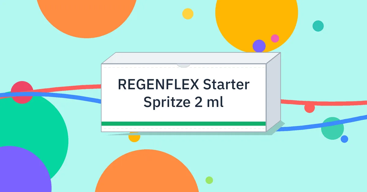 Symbolbild: Packung mit der Aufschrift REGENFLEX Starter Spritze 2 ml (PZN 11638409) – Verfügbarkeit und Bezug in Apotheken in Frankfurt am Main
