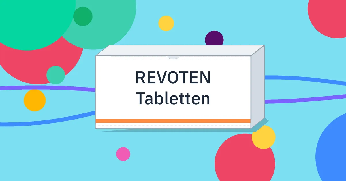 Symbolbild: Packung mit der Aufschrift REVOTEN Tabletten (PZN 10786177) – Verfügbarkeit und Bezug in Apotheken in Frankfurt am Main