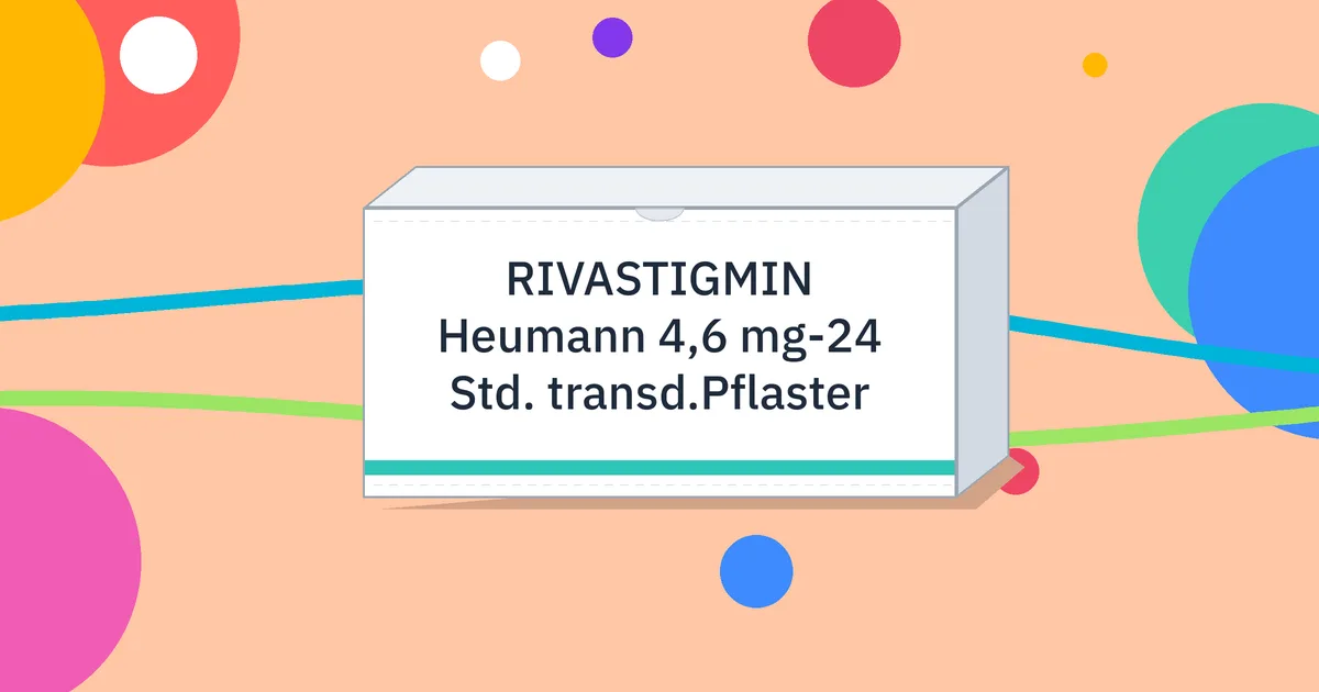 Symbolbild: Packung mit der Aufschrift RIVASTIGMIN Heumann 4,6 mg-24 Std. transd.Pflaster (PZN 09708462) – Verfügbarkeit und Bezug in Apotheken in Frankfurt am Main