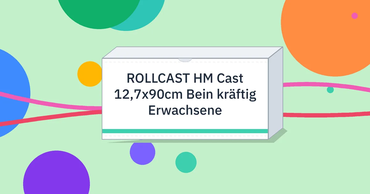 Symbolbild: Packung mit der Aufschrift ROLLCAST HM Cast 12,7x90cm Bein kräftig Erwachsene (PZN 17302320) – Verfügbarkeit und Bezug in Apotheken in Frankfurt am Main
