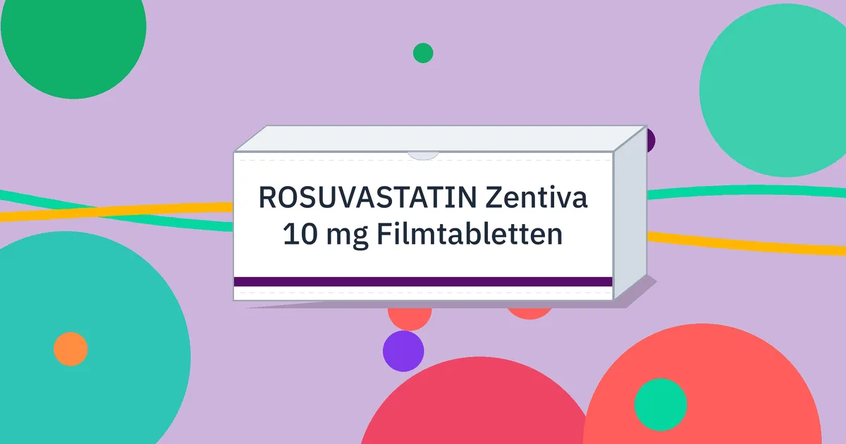 Symbolbild: Packung mit der Aufschrift ROSUVASTATIN Zentiva 10 mg Filmtabletten (PZN 18755615) – Verfügbarkeit und Bezug in Apotheken in Frankfurt am Main