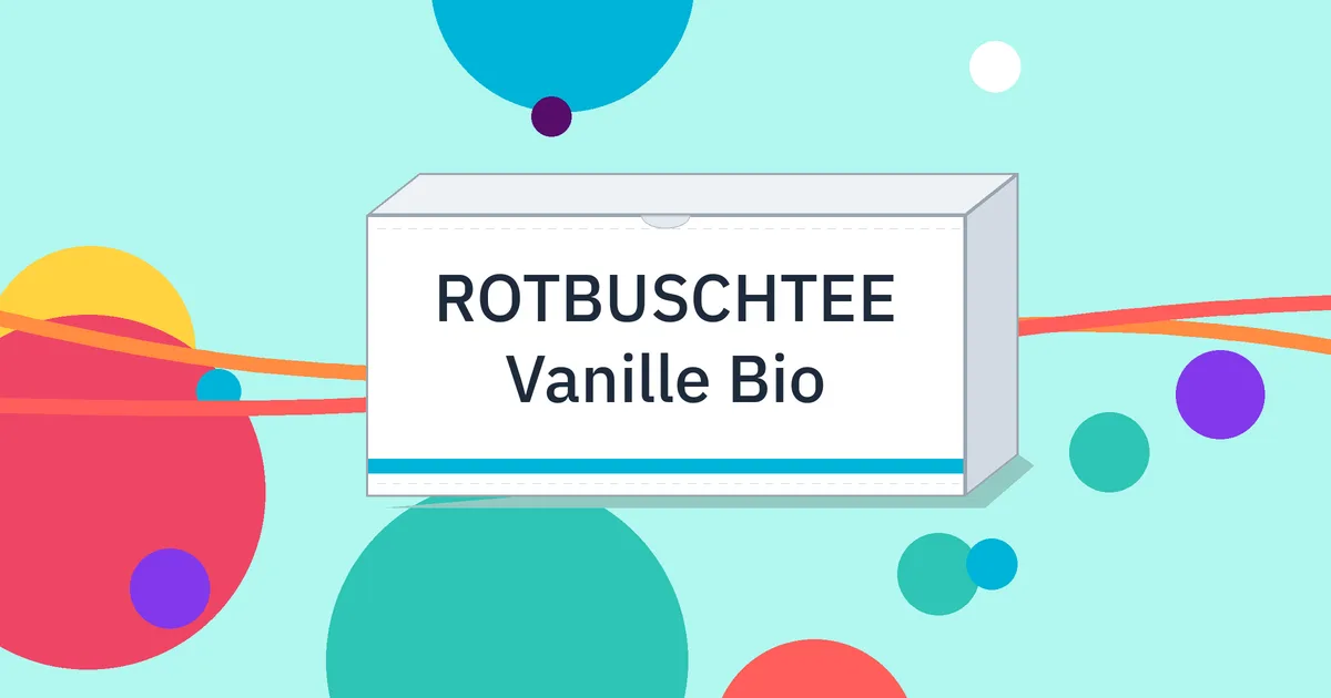 Symbolbild: Packung mit der Aufschrift ROTBUSCHTEE Vanille Bio (PZN 10932302) – Verfügbarkeit und Bezug in Apotheken in Frankfurt am Main