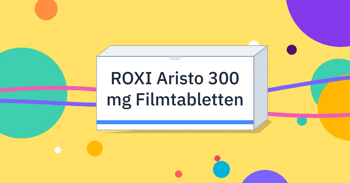 Symbolbild: Packung mit der Aufschrift ROXI Aristo 300 mg Filmtabletten (PZN 09339579) – Verfügbarkeit und Bezug in Apotheken in Frankfurt am Main