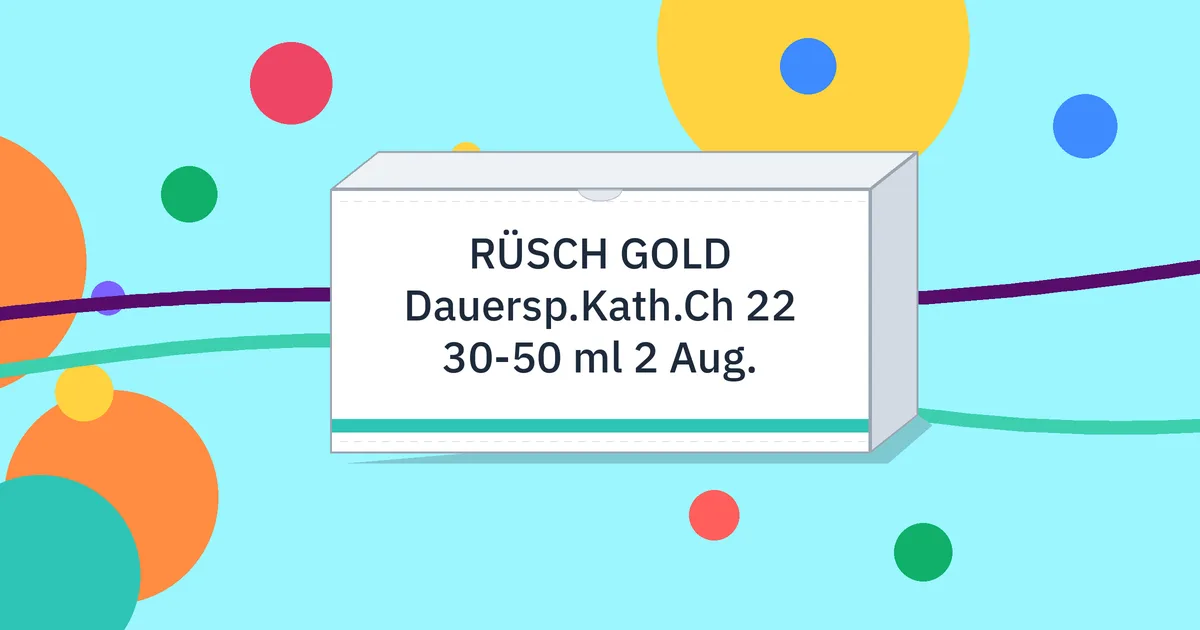 Symbolbild: Packung mit der Aufschrift RÜSCH GOLD Dauersp.Kath.Ch 22 30-50 ml 2 Aug. (PZN 06186626) – Verfügbarkeit und Bezug in Apotheken in Frankfurt am Main