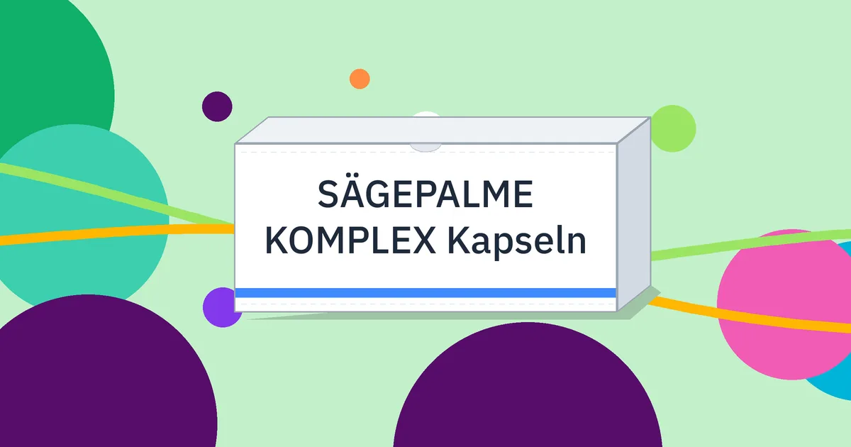 Symbolbild: Packung mit der Aufschrift SÄGEPALME KOMPLEX Kapseln (PZN 18487221) – Verfügbarkeit und Bezug in Apotheken in Frankfurt am Main