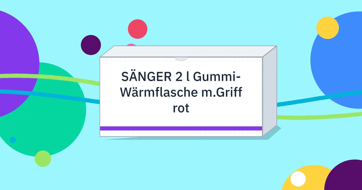 Symbolbild: Packung mit der Aufschrift SÄNGER 2 l Gummi-Wärmflasche m.Griff rot (PZN 05106252) – Verfügbarkeit und Bezug in Apotheken in Frankfurt am Main