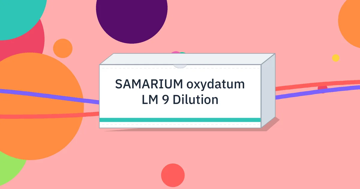 Symbolbild: Packung mit der Aufschrift SAMARIUM oxydatum LM 9 Dilution (PZN 13682490) – Verfügbarkeit und Bezug in Apotheken in Frankfurt am Main