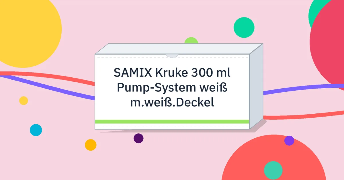 Symbolbild: Packung mit der Aufschrift SAMIX Kruke 300 ml Pump-System weiß m.weiß.Deckel (PZN 11480931) – Verfügbarkeit und Bezug in Apotheken in Frankfurt am Main