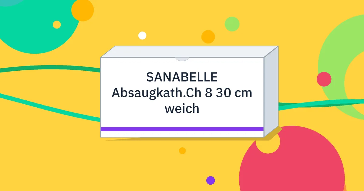Symbolbild: Packung mit der Aufschrift SANABELLE Absaugkath.Ch 8 30 cm weich (PZN 01454312) – Verfügbarkeit und Bezug in Apotheken in Frankfurt am Main