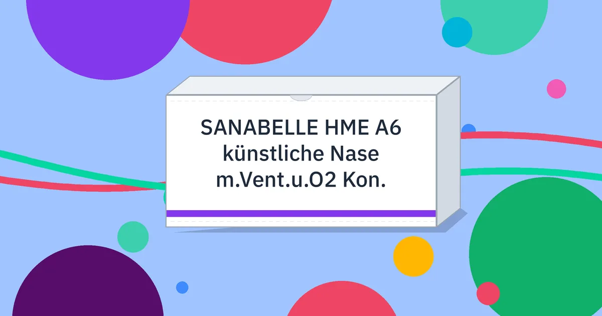 Symbolbild: Packung mit der Aufschrift SANABELLE HME A6 künstliche Nase m.Vent.u.O2 Kon. (PZN 13920251) – Verfügbarkeit und Bezug in Apotheken in Frankfurt am Main