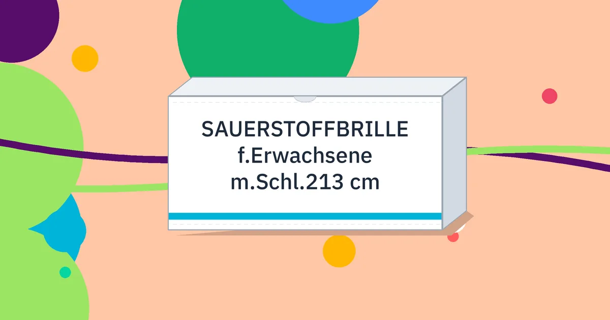 Symbolbild: Packung mit der Aufschrift SAUERSTOFFBRILLE f.Erwachsene m.Schl.213 cm (PZN 17269953) – Verfügbarkeit und Bezug in Apotheken in Frankfurt am Main