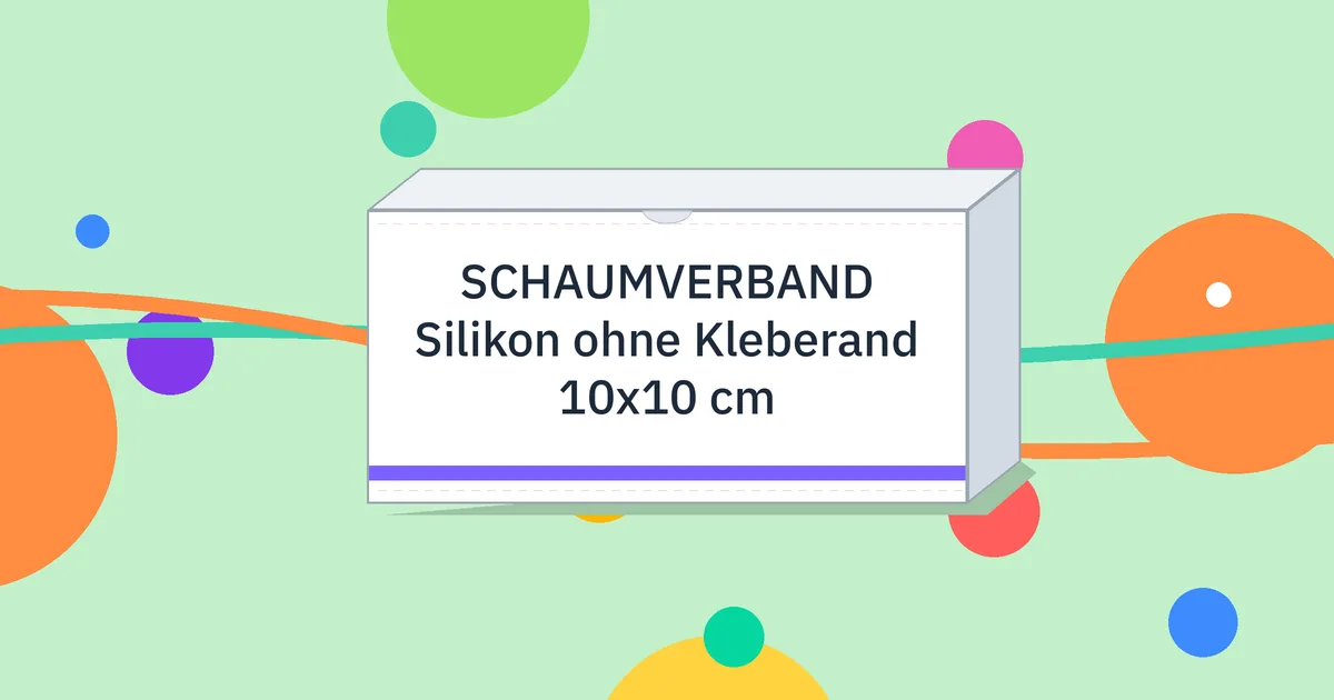 Symbolbild: Packung mit der Aufschrift SCHAUMVERBAND Silikon ohne Kleberand 10x10 cm (PZN 20611421) – Verfügbarkeit und Bezug in Apotheken in Frankfurt am Main