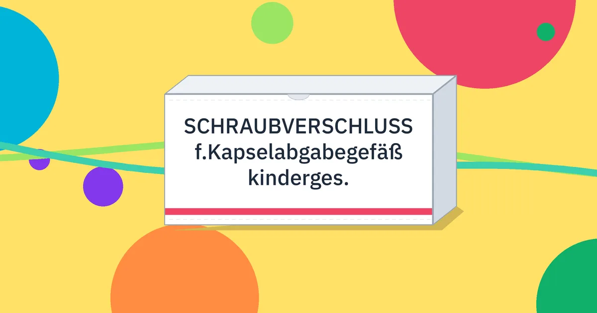 Symbolbild: Packung mit der Aufschrift SCHRAUBVERSCHLUSS f.Kapselabgabegefäß kinderges. (PZN 17543035) – Verfügbarkeit und Bezug in Apotheken in Frankfurt am Main