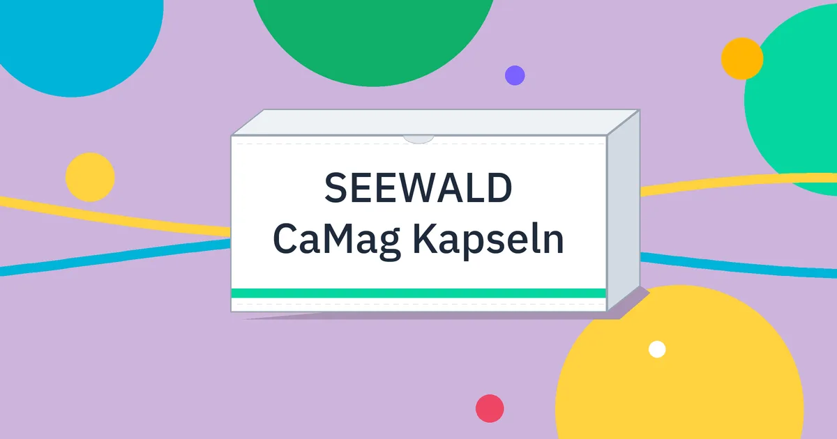 Symbolbild: Packung mit der Aufschrift SEEWALD CaMag Kapseln (PZN 19816193) – Verfügbarkeit und Bezug in Apotheken in Frankfurt am Main