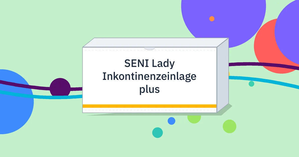 Symbolbild: Packung mit der Aufschrift SENI Lady Inkontinenzeinlage plus (PZN 03572174) – Verfügbarkeit und Bezug in Apotheken in Frankfurt am Main