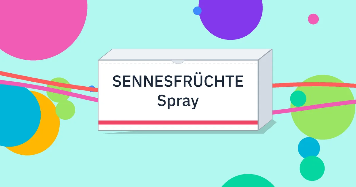 Symbolbild: Packung mit der Aufschrift SENNESFRÜCHTE Spray (PZN 18439802) – Verfügbarkeit und Bezug in Apotheken in Frankfurt am Main
