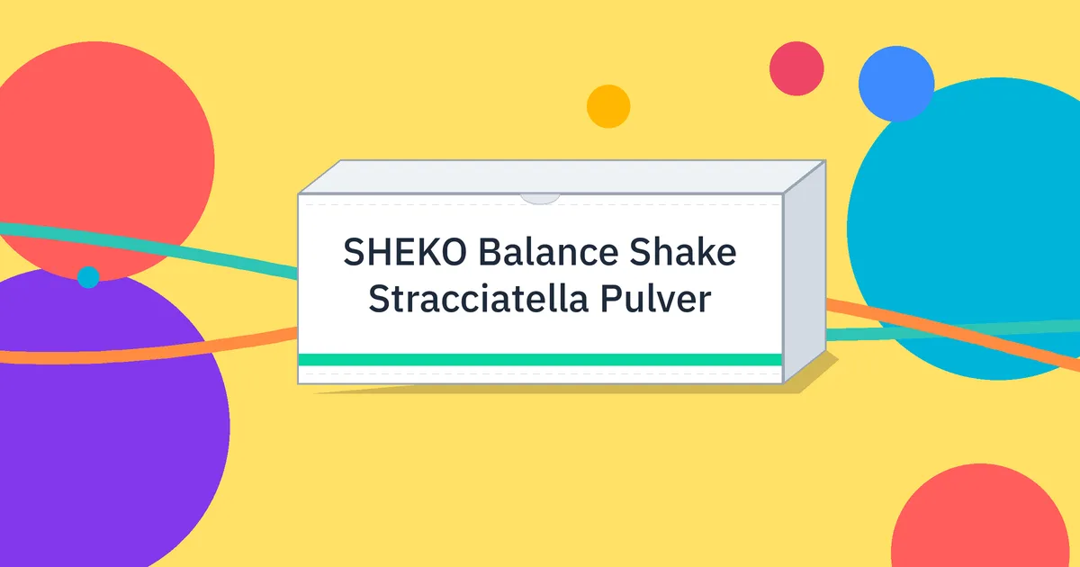 Symbolbild: Packung mit der Aufschrift SHEKO Balance Shake Stracciatella Pulver (PZN 19501532) – Verfügbarkeit und Bezug in Apotheken in Frankfurt am Main