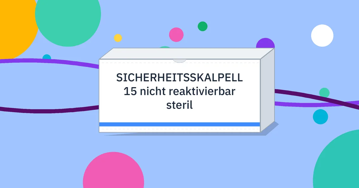 Symbolbild: Packung mit der Aufschrift SICHERHEITSSKALPELL 15 nicht reaktivierbar steril (PZN 00968753) – Verfügbarkeit und Bezug in Apotheken in Frankfurt am Main