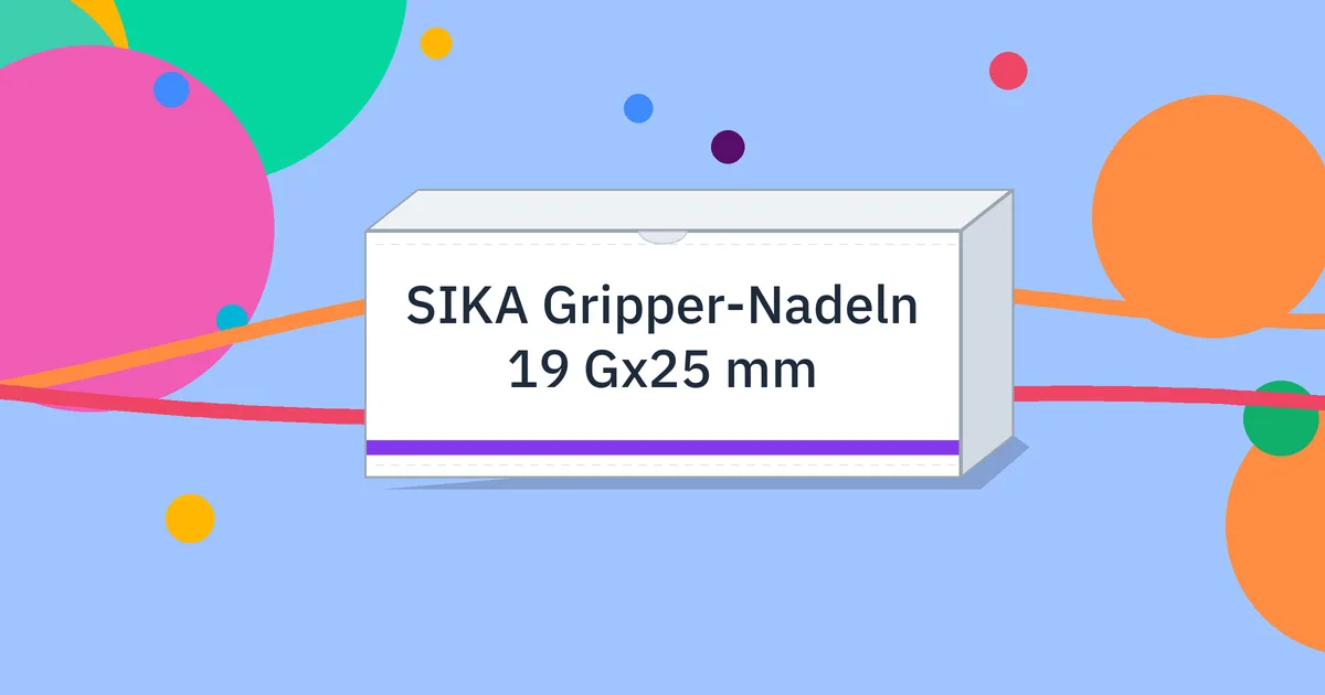 Symbolbild: Packung mit der Aufschrift SIKA Gripper-Nadeln 19 Gx25 mm (PZN 17884078) – Verfügbarkeit und Bezug in Apotheken in Frankfurt am Main