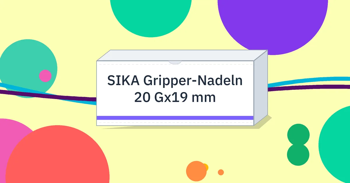 Symbolbild: Packung mit der Aufschrift SIKA Gripper-Nadeln 20 Gx19 mm (PZN 17884144) – Verfügbarkeit und Bezug in Apotheken in Frankfurt am Main