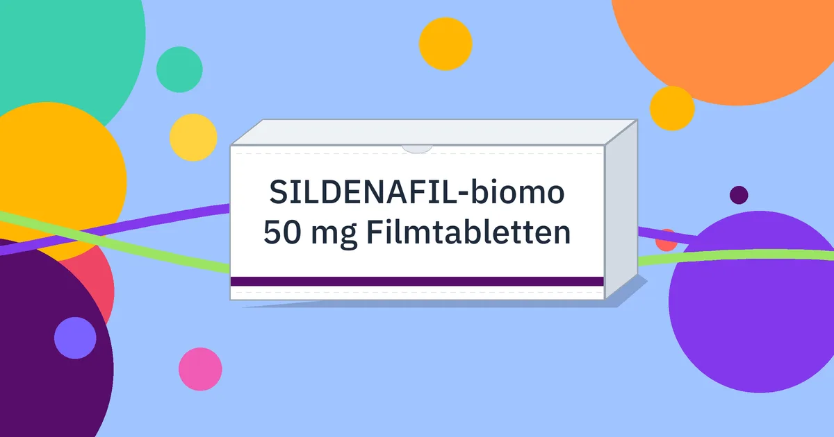 Symbolbild: Packung mit der Aufschrift SILDENAFIL-biomo 50 mg Filmtabletten (PZN 18175266) – Verfügbarkeit und Bezug in Apotheken in Frankfurt am Main