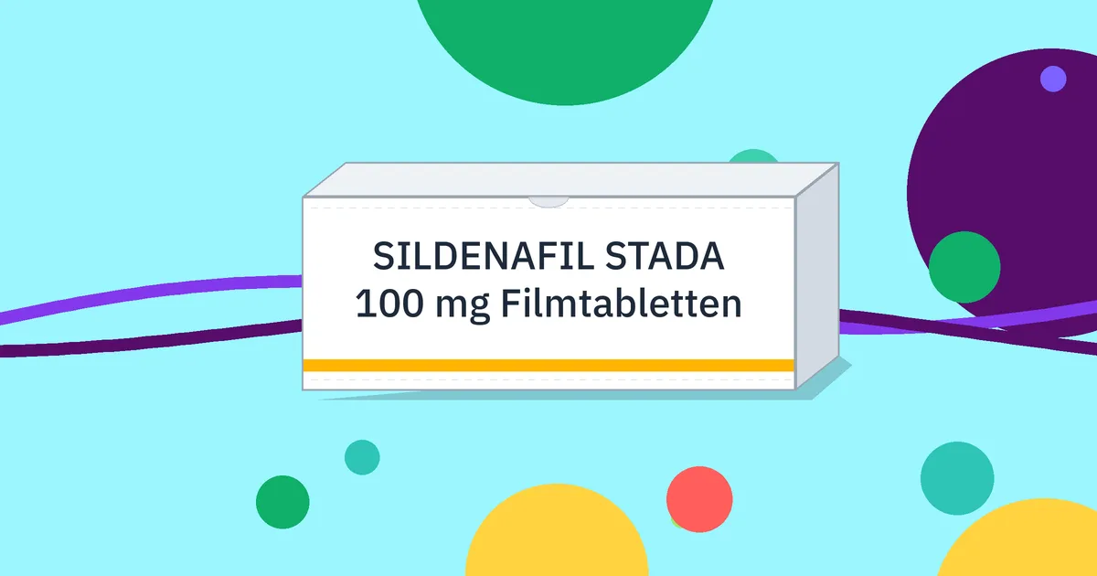 Symbolbild: Packung mit der Aufschrift SILDENAFIL STADA 100 mg Filmtabletten (PZN 10796425) – Verfügbarkeit und Bezug in Apotheken in Frankfurt am Main