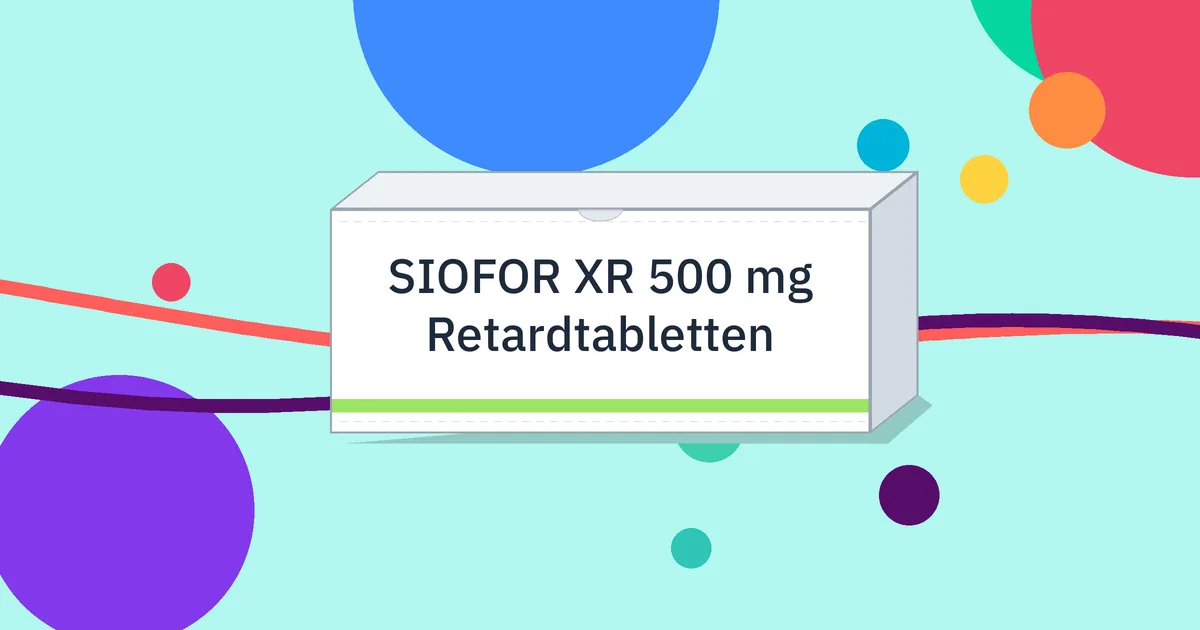 Symbolbild: Packung mit der Aufschrift SIOFOR XR 500 mg Retardtabletten (PZN 19177497) – Verfügbarkeit und Bezug in Apotheken in Frankfurt am Main