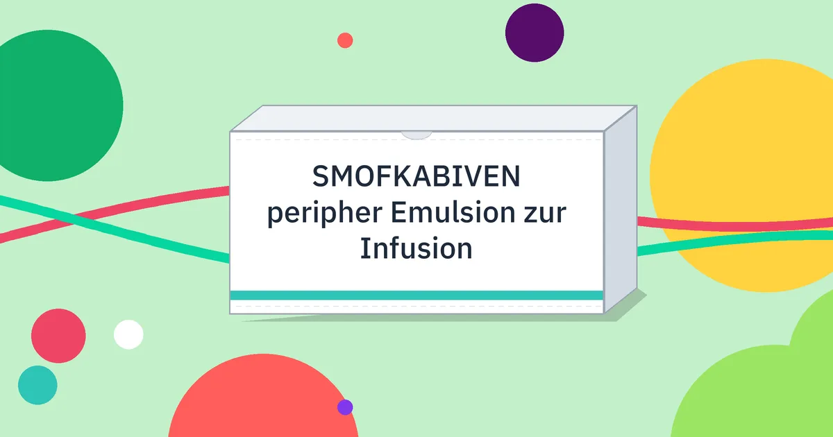 Symbolbild: Packung mit der Aufschrift SMOFKABIVEN peripher Emulsion zur Infusion (PZN 18787710) – Verfügbarkeit und Bezug in Apotheken in Frankfurt am Main
