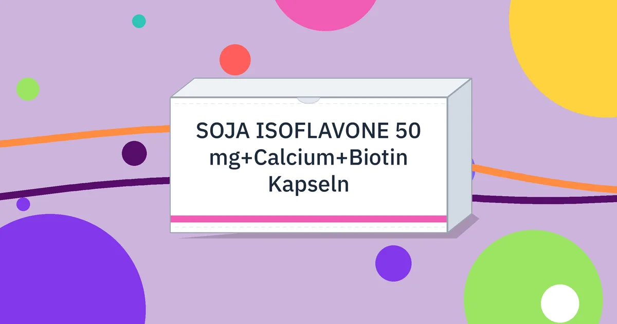 Symbolbild: Packung mit der Aufschrift SOJA ISOFLAVONE 50 mg+Calcium+Biotin Kapseln (PZN 09222096) – Verfügbarkeit und Bezug in Apotheken in Frankfurt am Main