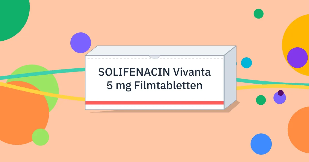 Symbolbild: Packung mit der Aufschrift SOLIFENACIN Vivanta 5 mg Filmtabletten (PZN 19956623) – Verfügbarkeit und Bezug in Apotheken in Frankfurt am Main