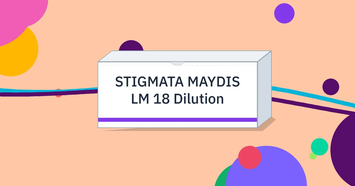 Symbolbild: Packung mit der Aufschrift STIGMATA MAYDIS LM 18 Dilution (PZN 13200982) – Verfügbarkeit und Bezug in Apotheken in Frankfurt am Main