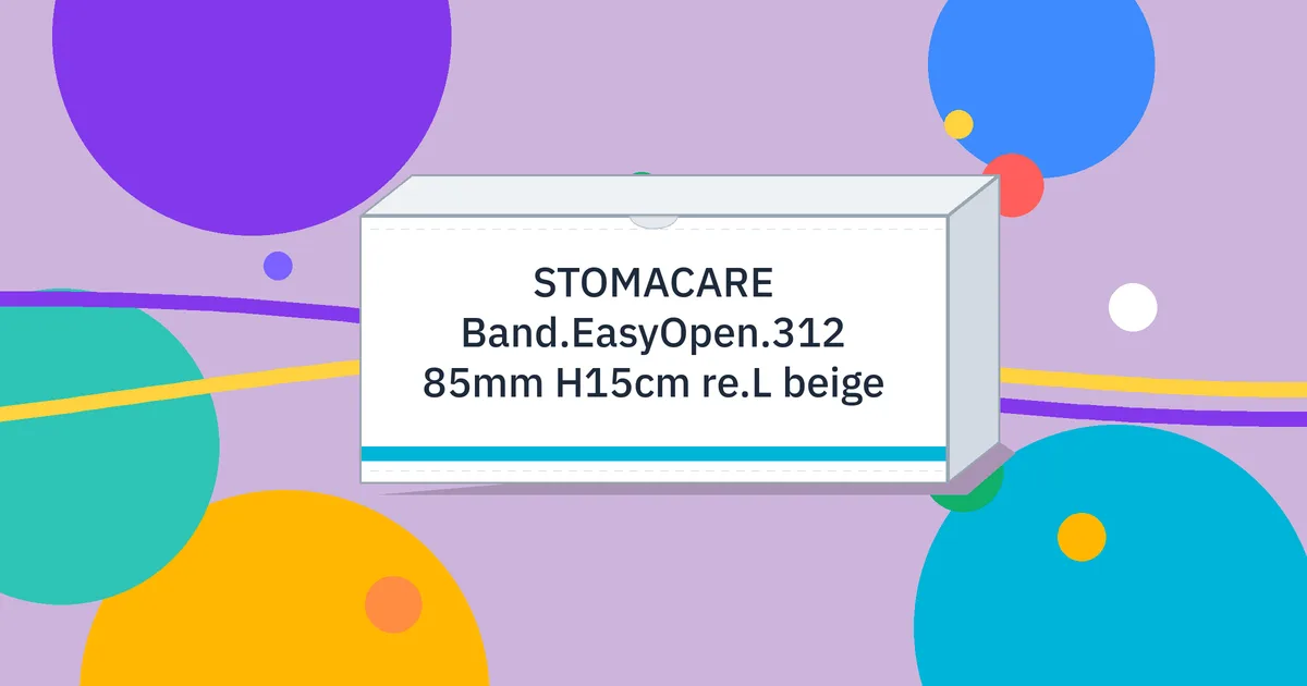 Symbolbild: Packung mit der Aufschrift STOMACARE Band.EasyOpen.312 85mm H15cm re.L beige (PZN 09437945) – Verfügbarkeit und Bezug in Apotheken in Frankfurt am Main