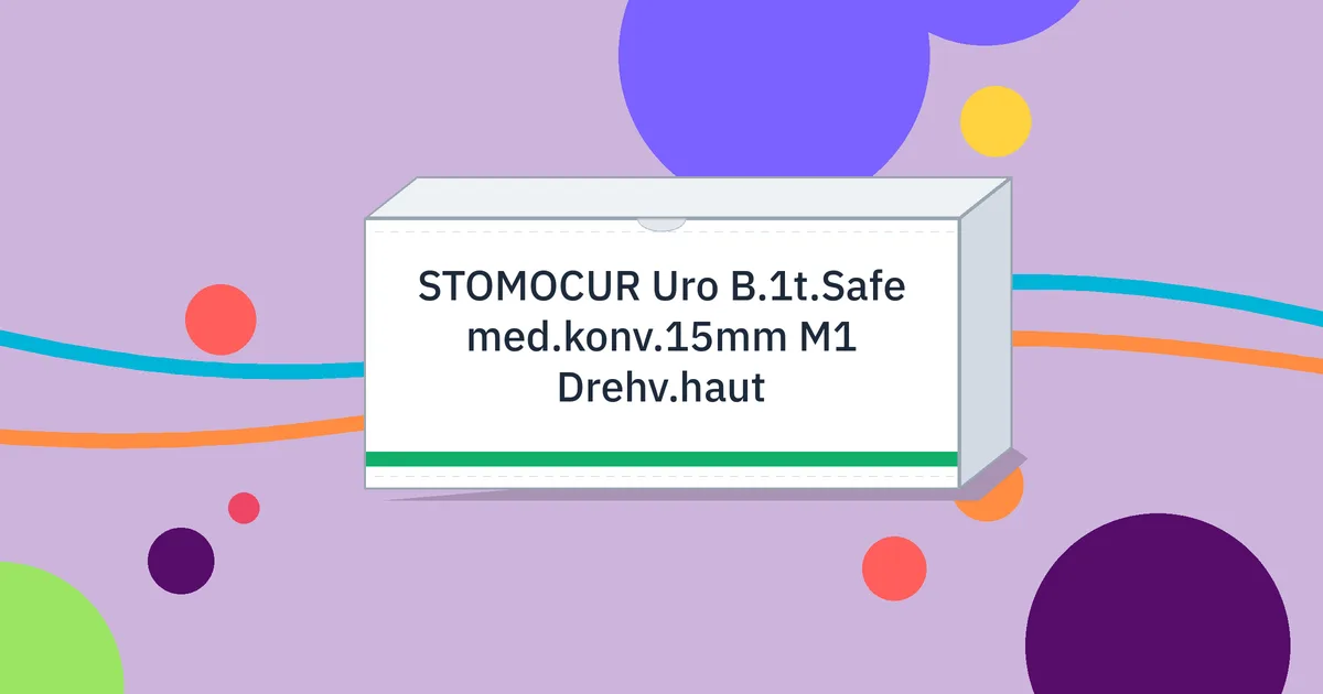 Symbolbild: Packung mit der Aufschrift STOMOCUR Uro B.1t.Safe med.konv.15mm M1 Drehv.haut (PZN 18192690) – Verfügbarkeit und Bezug in Apotheken in Frankfurt am Main