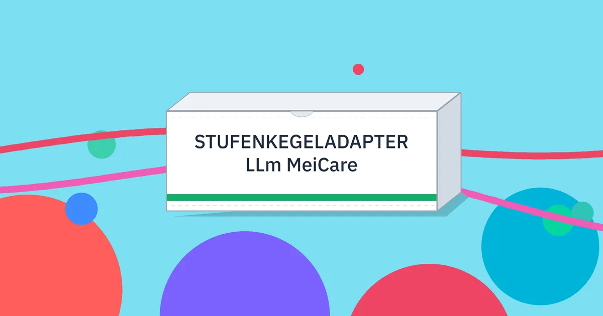 Symbolbild: Packung mit der Aufschrift STUFENKEGELADAPTER LLm MeiCare (PZN 20170000) – Verfügbarkeit und Bezug in Apotheken in Frankfurt am Main