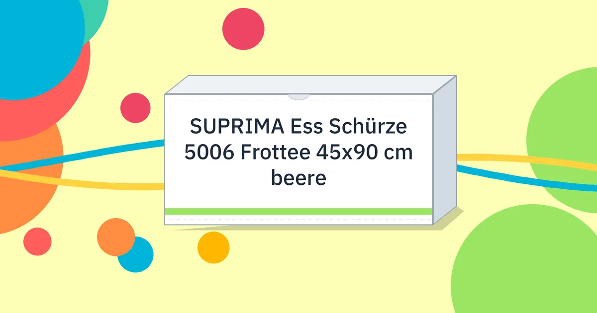Symbolbild: Packung mit der Aufschrift SUPRIMA Ess Schürze 5006 Frottee 45x90 cm beere (PZN 16321723) – Verfügbarkeit und Bezug in Apotheken in Frankfurt am Main