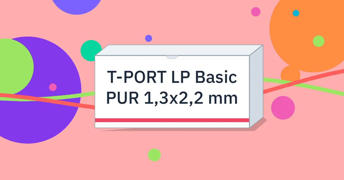 Symbolbild: Packung mit der Aufschrift T-PORT LP Basic PUR 1,3x2,2 mm (PZN 17588983) – Verfügbarkeit und Bezug in Apotheken in Frankfurt am Main