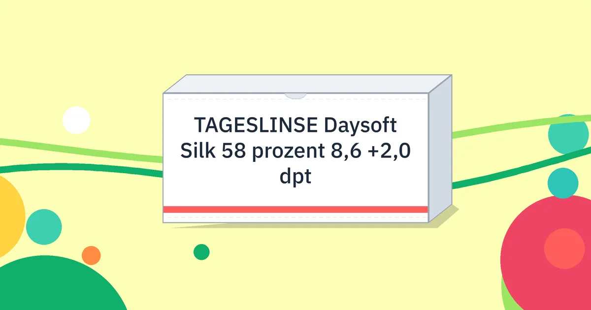 Symbolbild: Packung mit der Aufschrift TAGESLINSE Daysoft Silk 58 prozent 8,6 +2,0 dpt (PZN 00326121) – Verfügbarkeit und Bezug in Apotheken in Frankfurt am Main