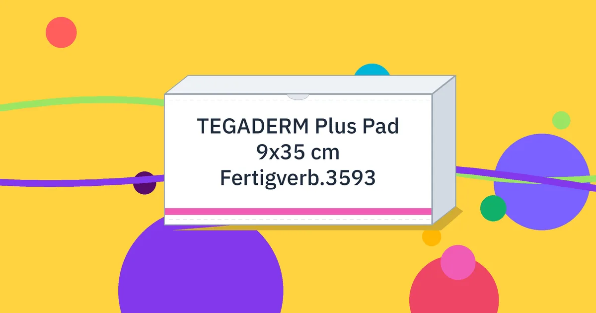 Symbolbild: Packung mit der Aufschrift TEGADERM Plus Pad 9x35 cm Fertigverb.3593 (PZN 13707497) – Verfügbarkeit und Bezug in Apotheken in Frankfurt am Main