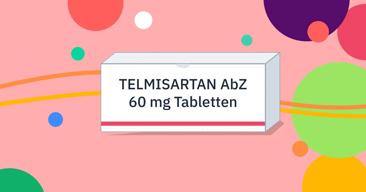 Symbolbild: Packung mit der Aufschrift TELMISARTAN AbZ 60 mg Tabletten (PZN 02179977) – Verfügbarkeit und Bezug in Apotheken in Frankfurt am Main