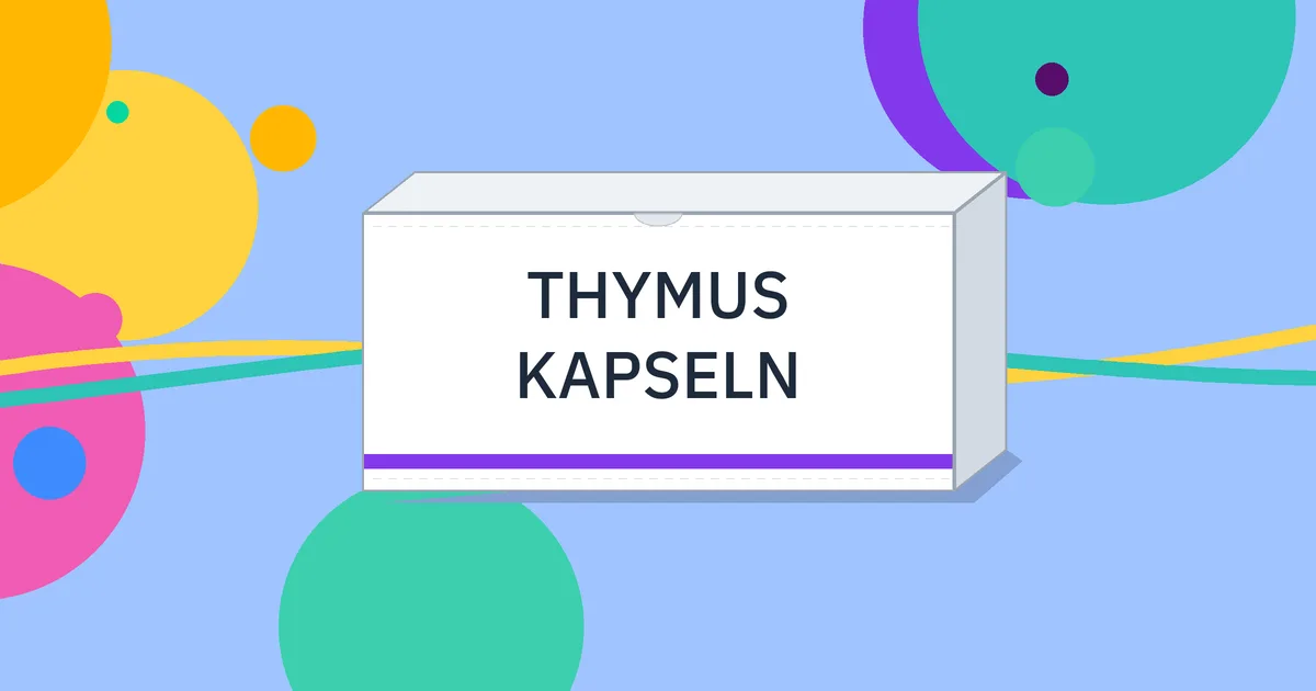 Symbolbild: Packung mit der Aufschrift THYMUS KAPSELN (PZN 10996437) – Verfügbarkeit und Bezug in Apotheken in Frankfurt am Main