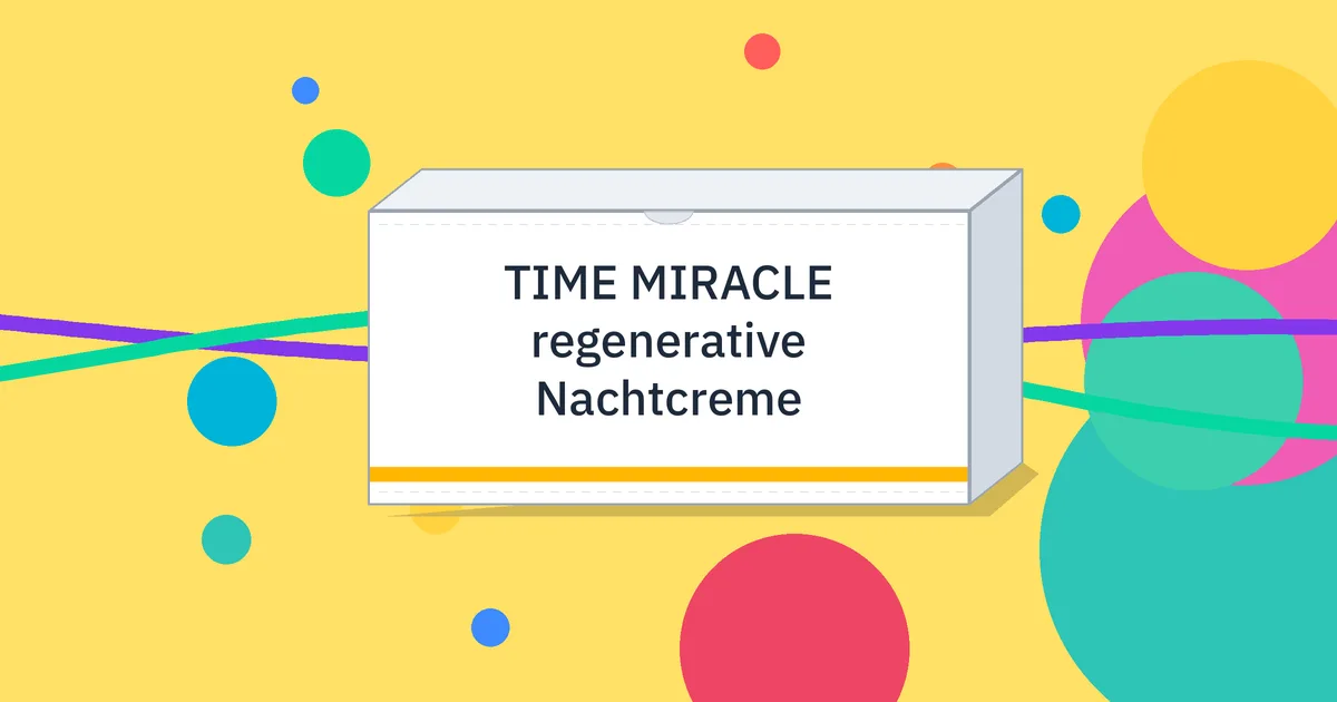 Symbolbild: Packung mit der Aufschrift TIME MIRACLE regenerative Nachtcreme (PZN 14352984) – Verfügbarkeit und Bezug in Apotheken in Frankfurt am Main