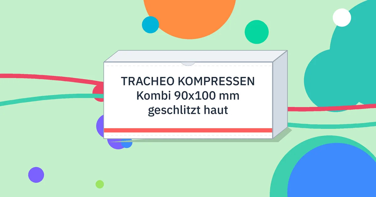 Symbolbild: Packung mit der Aufschrift TRACHEO KOMPRESSEN Kombi 90x100 mm geschlitzt haut (PZN 12601064) – Verfügbarkeit und Bezug in Apotheken in Frankfurt am Main