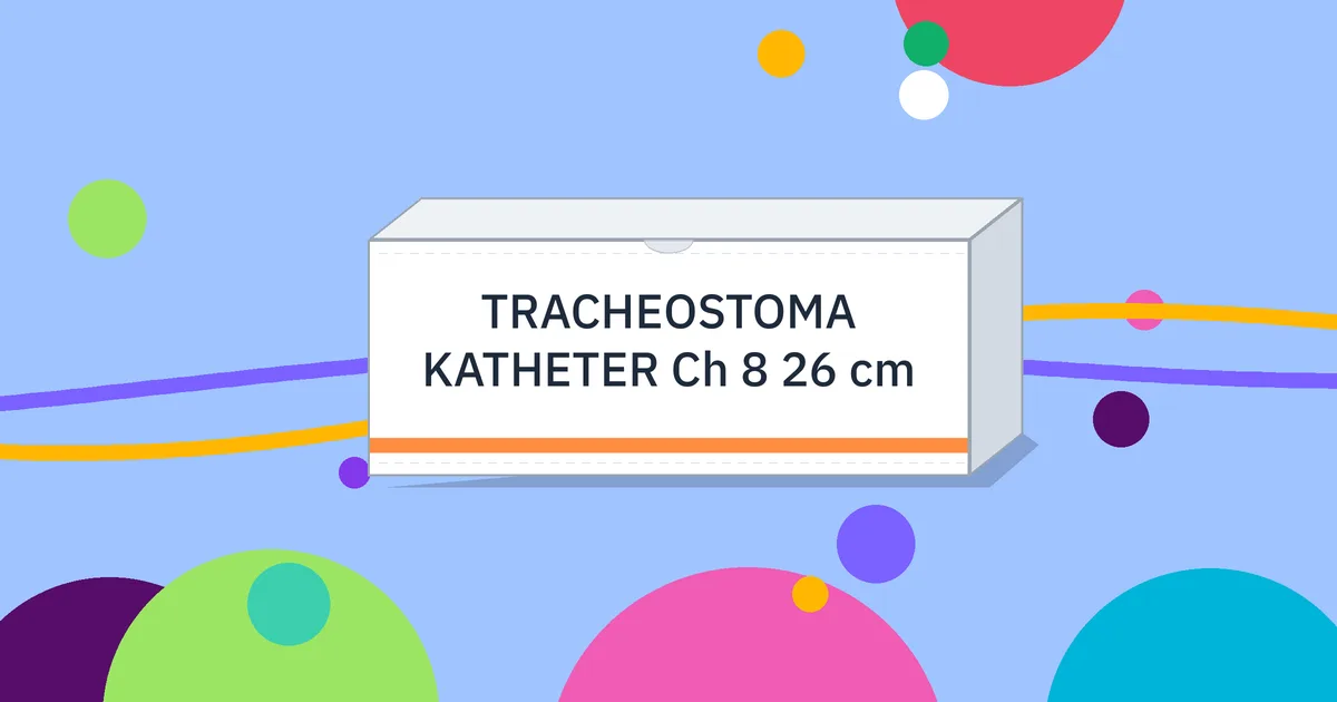 Symbolbild: Packung mit der Aufschrift TRACHEOSTOMA KATHETER Ch 8 26 cm (PZN 05385217) – Verfügbarkeit und Bezug in Apotheken in Frankfurt am Main