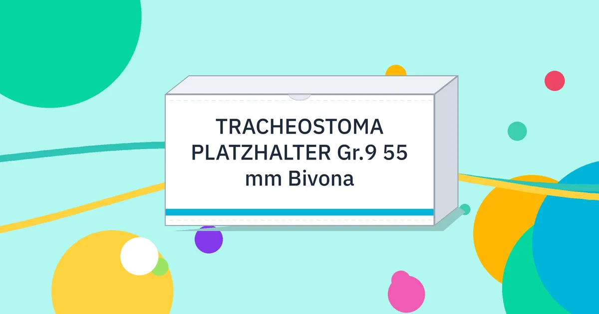 Symbolbild: Packung mit der Aufschrift TRACHEOSTOMA PLATZHALTER Gr.9 55 mm Bivona (PZN 02336773) – Verfügbarkeit und Bezug in Apotheken in Frankfurt am Main
