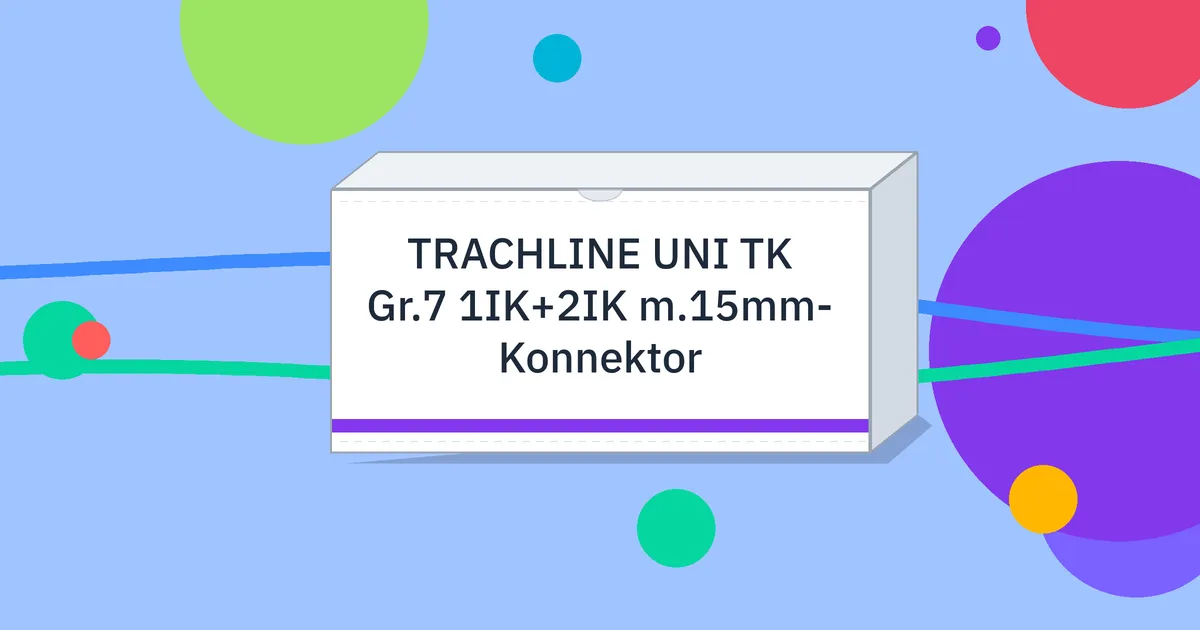Symbolbild: Packung mit der Aufschrift TRACHLINE UNI TK Gr.7 1IK+2IK m.15mm-Konnektor (PZN 17156344) – Verfügbarkeit und Bezug in Apotheken in Frankfurt am Main