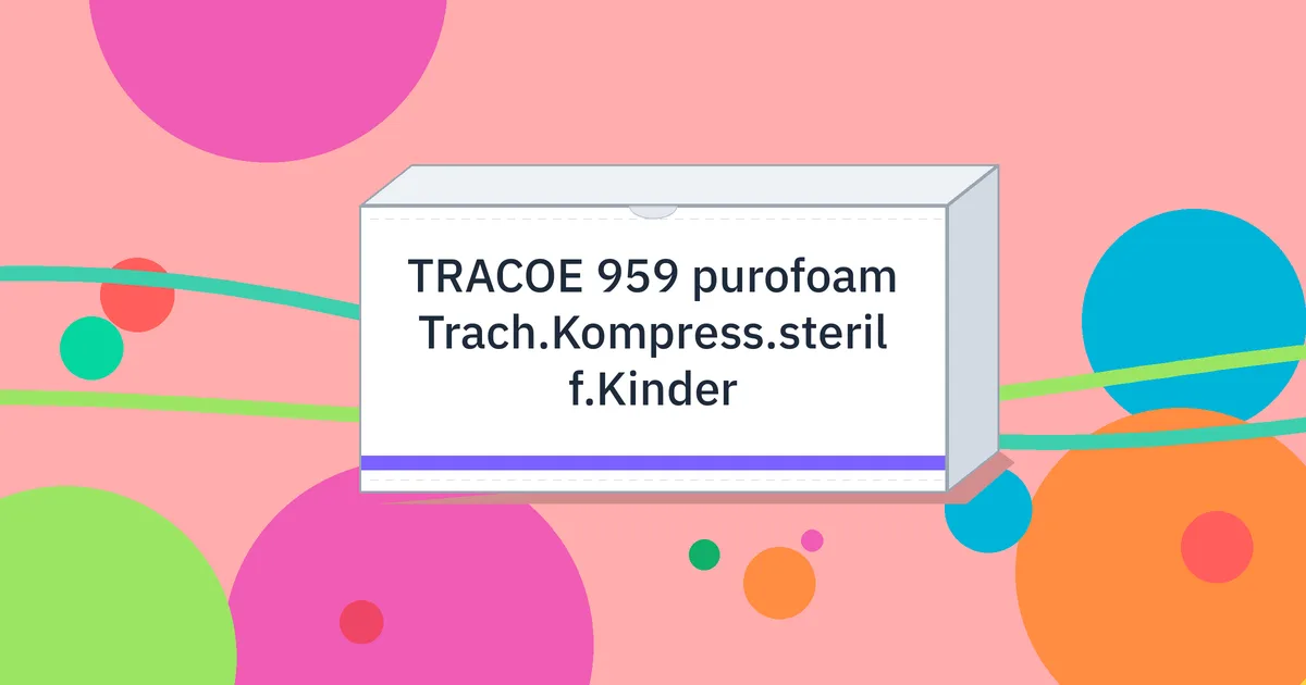 Symbolbild: Packung mit der Aufschrift TRACOE 959 purofoam Trach.Kompress.steril f.Kinder (PZN 02291740) – Verfügbarkeit und Bezug in Apotheken in Frankfurt am Main