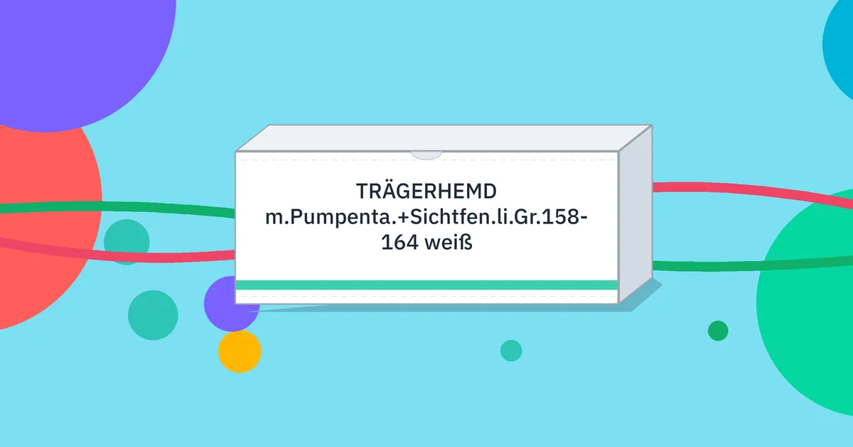 Symbolbild: Packung mit der Aufschrift TRÄGERHEMD m.Pumpenta.+Sichtfen.li.Gr.158-164 weiß (PZN 20375185) – Verfügbarkeit und Bezug in Apotheken in Frankfurt am Main
