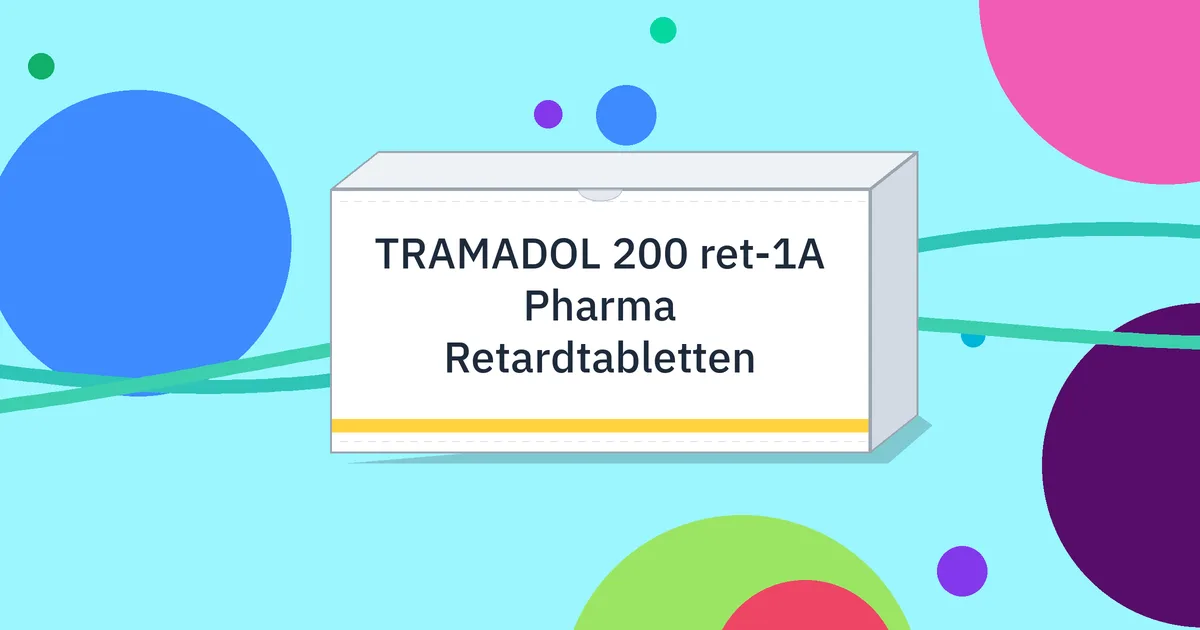 Symbolbild: Packung mit der Aufschrift TRAMADOL 200 ret-1A Pharma Retardtabletten (PZN 03480874) – Verfügbarkeit und Bezug in Apotheken in Frankfurt am Main